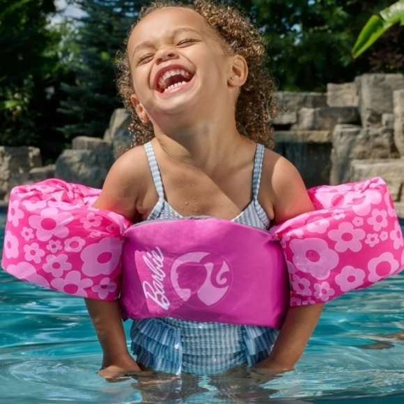 Barbie | Accessories | Barbie Pink Floral Kids Swim Floaties | Poshmark